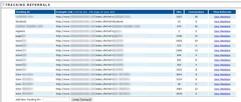 Referrer Ad Tracking Codes