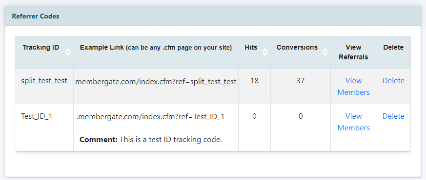 Referrer Ad Tracking Codes | MemberGate Membership Site Software