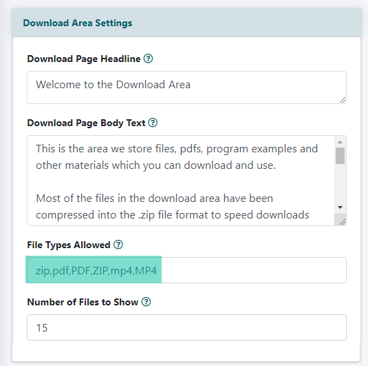 Why do I have trouble adding certain file types to the download area ...